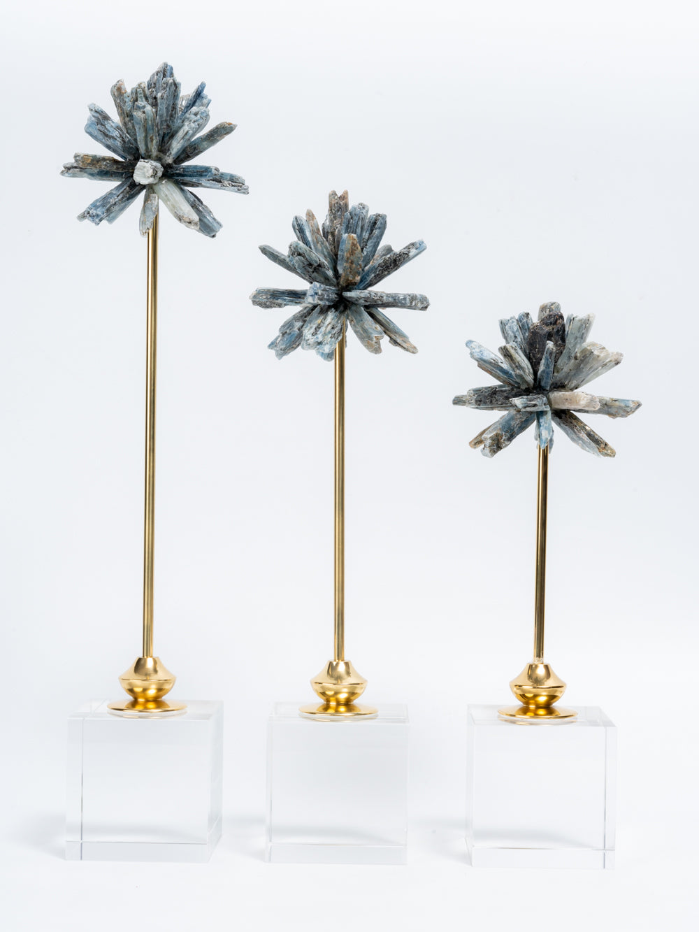 Celestia Set of 3 Blue Crystal Bloom Sculptures