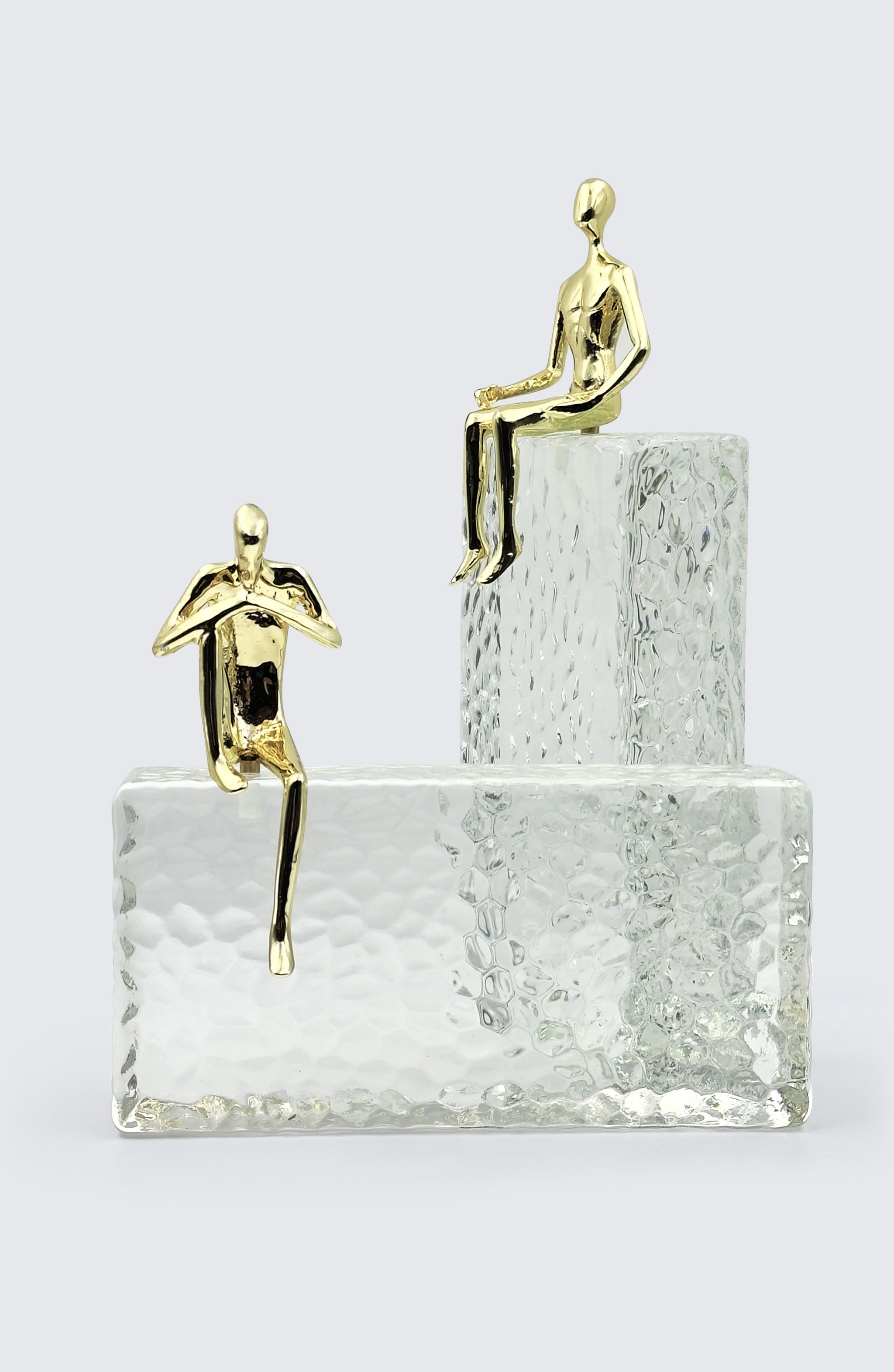 Midas Men On Crystal Metal Merge Decor Object (Set Of 2)